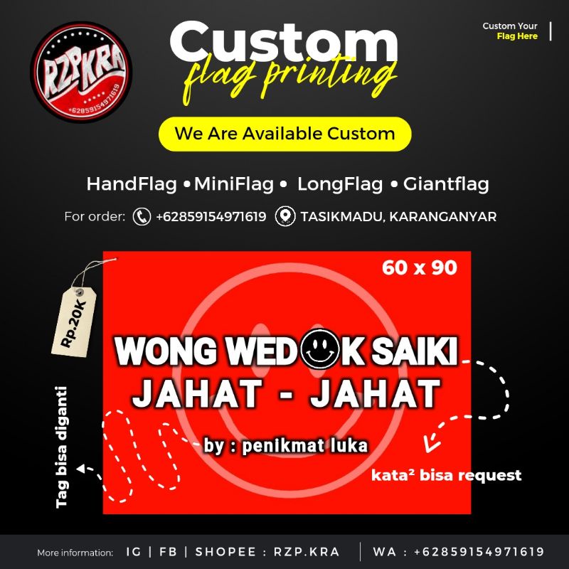 Jual Bendera PRINTING Custom MURAH 60 x 90 | Shopee Indonesia