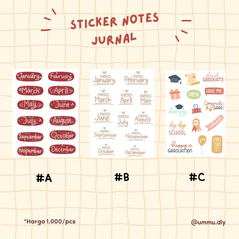 Jual sticker pack/stiker sheet nama bulan | Shopee Indonesia