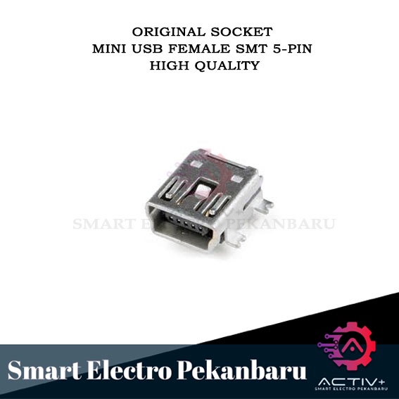 Jual ORIGINAL SOCKET MINI USB FEMALE SMT 5-PIN KONEKTOR Jack Port Socket Connector - Mini USB ...