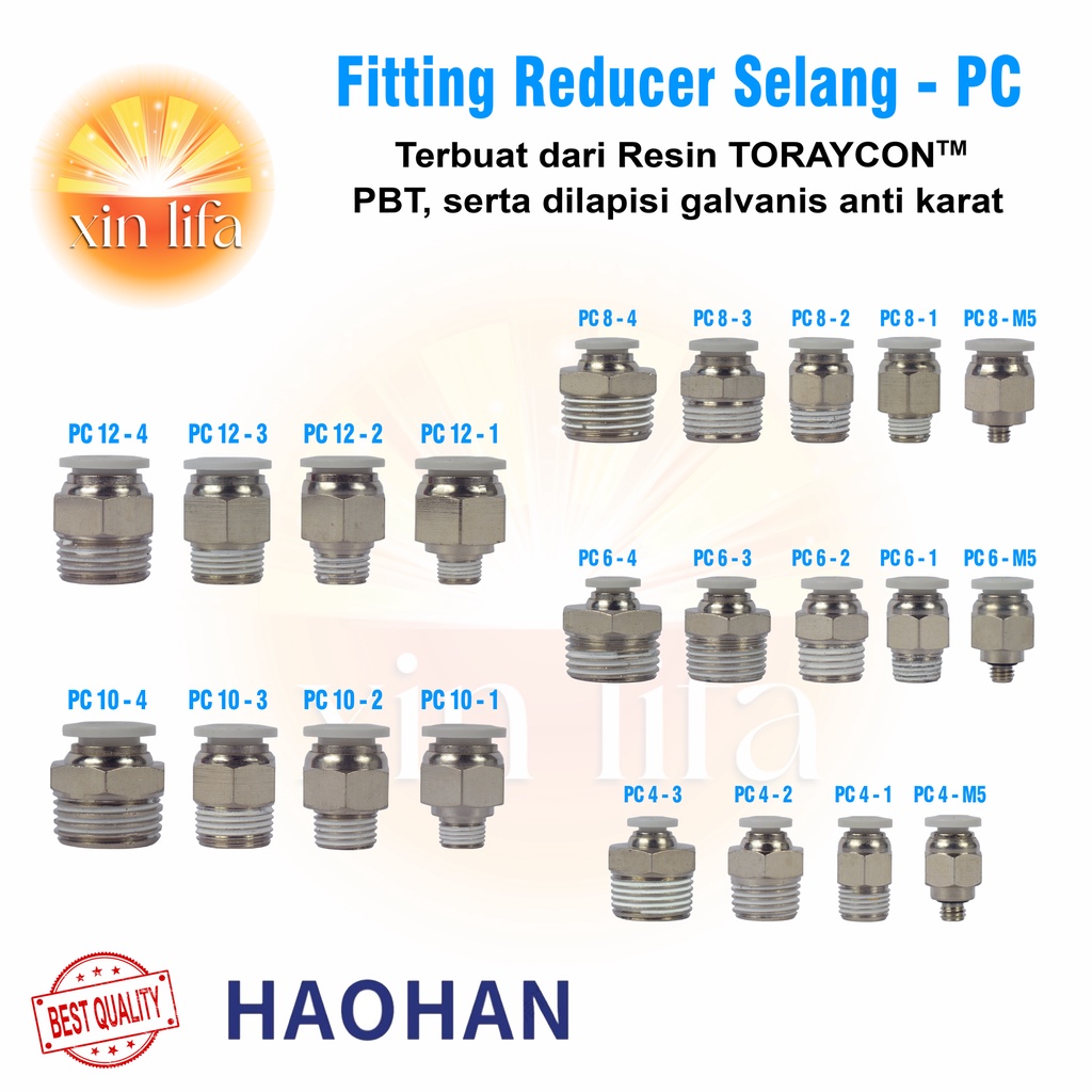 Jual PC Pneumatic Fitting Slip Lock Quikc Air Water Connector Male ...