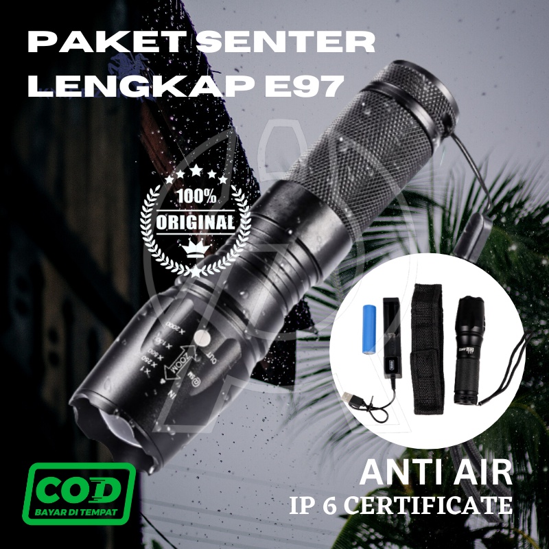 Jual PAKET Senter TaffLED Tactical LED Cree XML-T6 3000 Lumens Baterai ...
