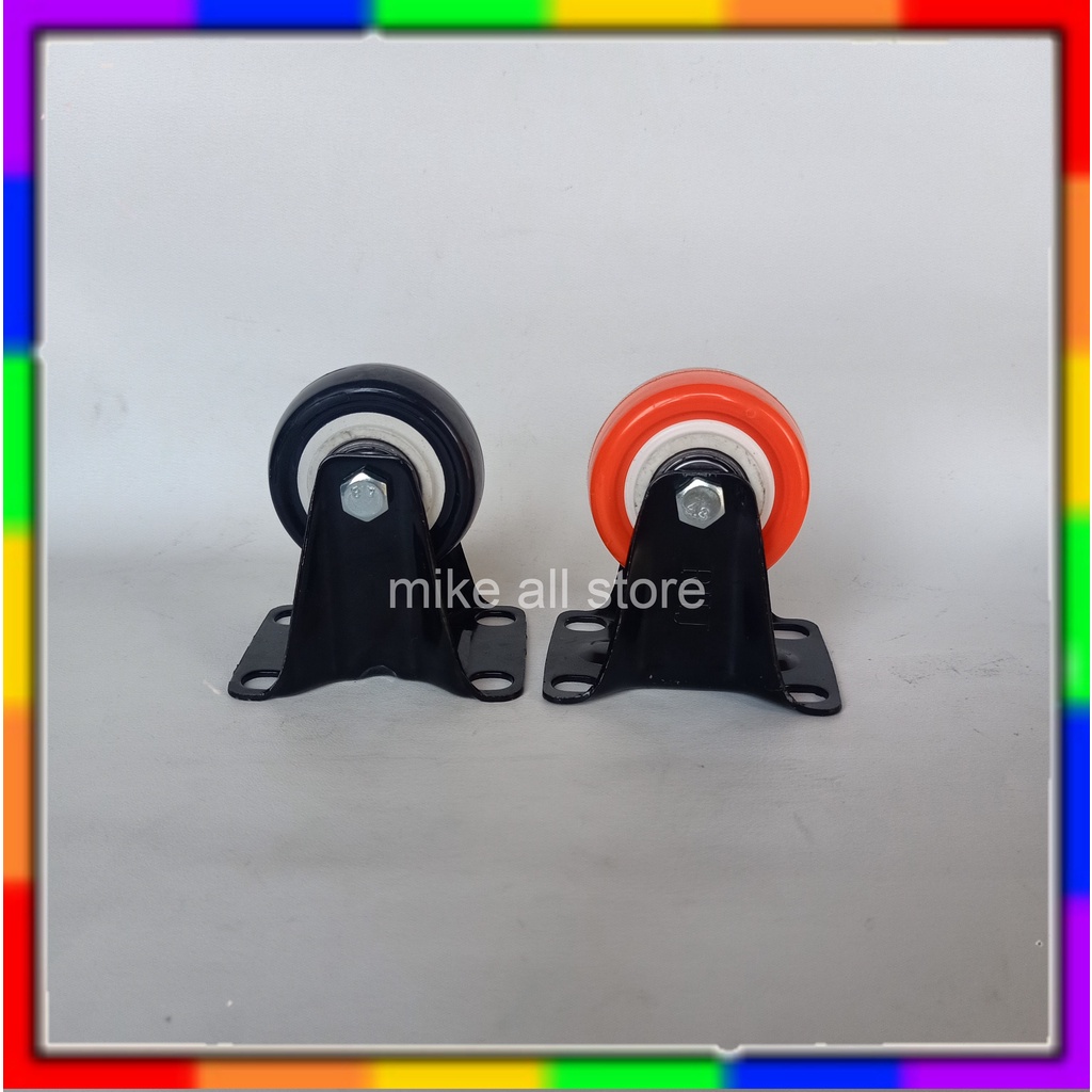 Jual Roda 2 inch PU Mati + Bearing caster Troli Rubber karet 2" inch ...