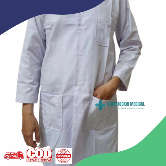 Jual Baju Jas Laboratorium Pria Wanita Lengan Panjang Kain Katun ...