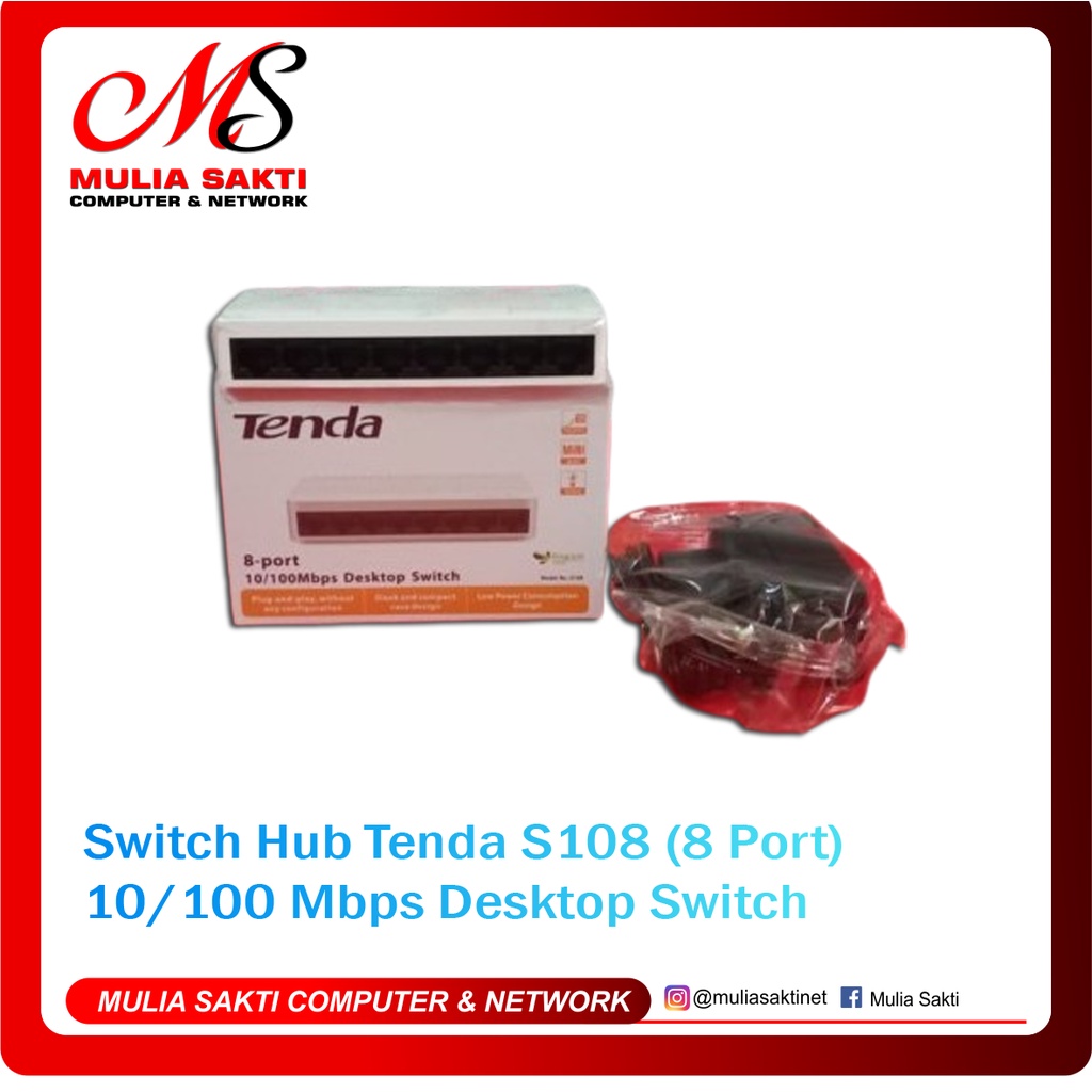 Jual Switch Hub Tenda S108 8 Port - 10 100 Mbps Desktop Switch | Shopee ...