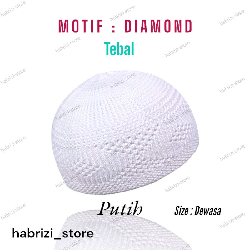 Jual peci rajut/peci putih/peci motif/peci motif diamond/peci muslim ...