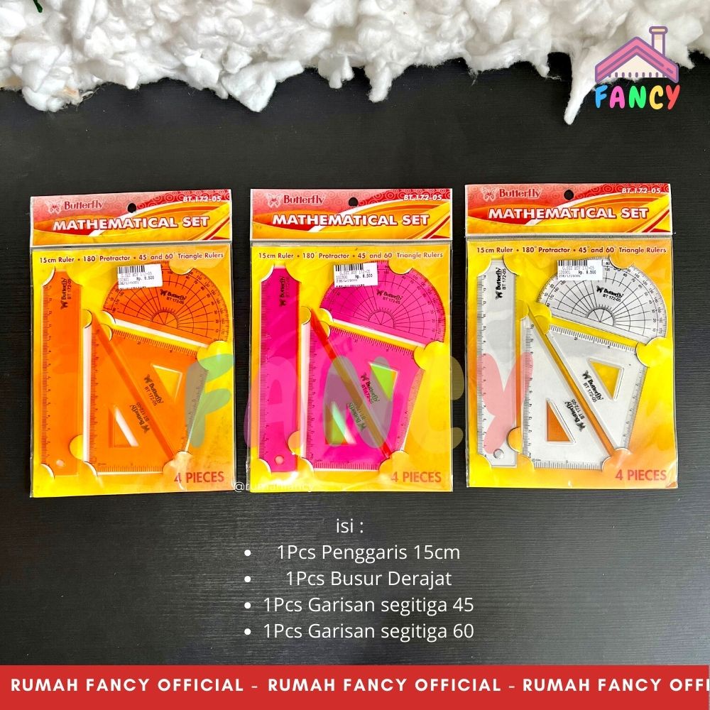 Jual Penggaris / Garisan Set BUTTERFLY isi 4 - Garisan Segitiga Busur ...