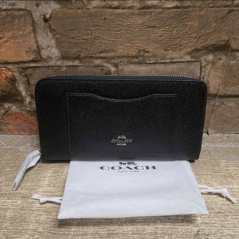 Jual Dompet Coach F54007 Crossgrain Accordion Zip Black (New With Tag ...