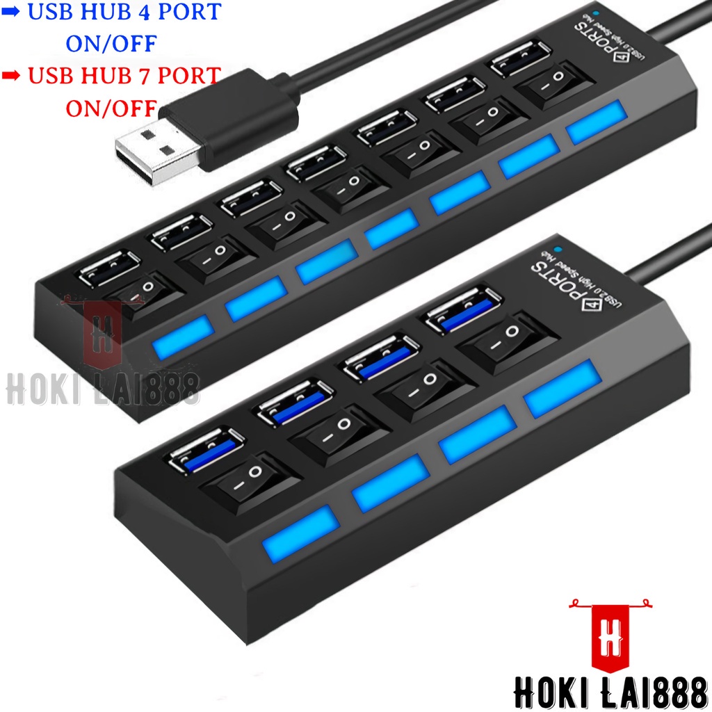 Jual [HKL] USB HUB 2.0 4 PORT & 7 PORT SAKLAR ON-OFF ADAPTOR CHARGER HI ...
