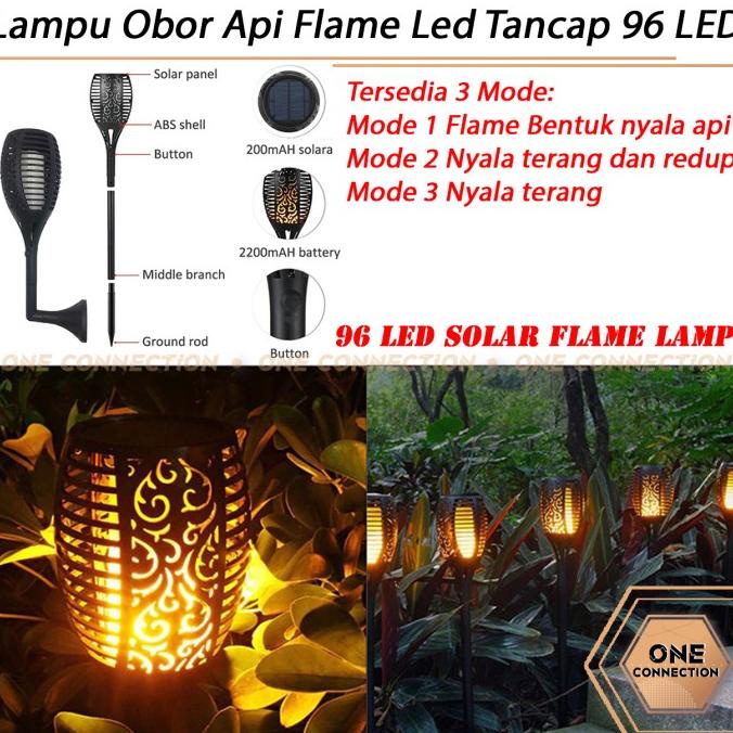 Jual Lampu Obor Api Flame Led Tancap Taman 96LED - Tenaga Surya Solar ...