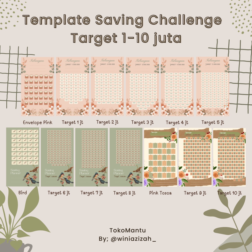Jual Template Saving Challenge Sinking Fund Budgeting Tabungan Target Tantangan Menabung Unik 1 ...