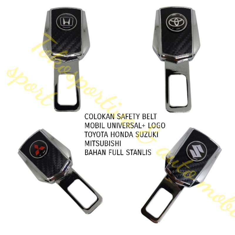 Jual COLOKAN SABUK PENGAMAN SAFETY BEL+LOGO CARBON MOBIL UNIVERSAL ...