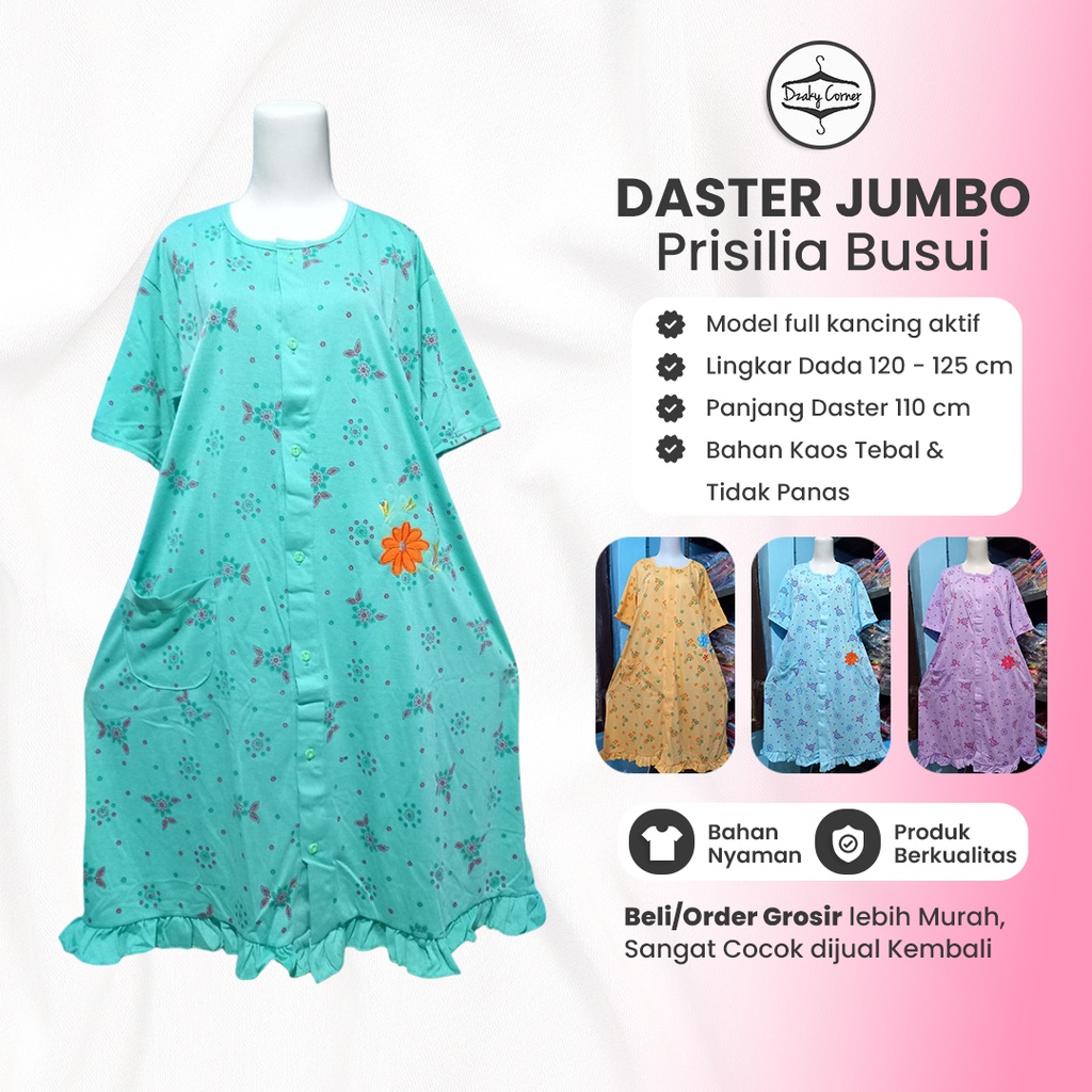 Jual Daster Jumbo XXL Prisillia Full Kancing Aktif Ld 120 cm \\ Daster ...
