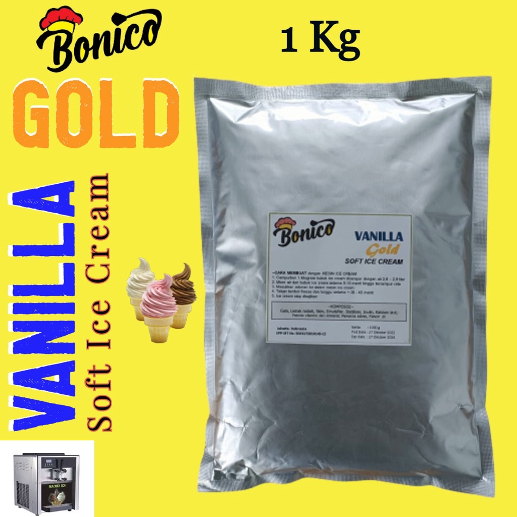 Jual Bonico VANILLA GOLD Soft Ice Cream Powder 1 kg serbuk tepung bubuk ...