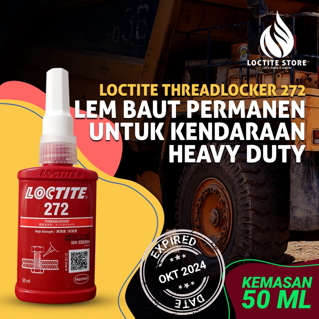 Jual LEM BAUT PERMANEN HEAVY DUTY LOCTITE 272 50ML THREADLOCKER ...