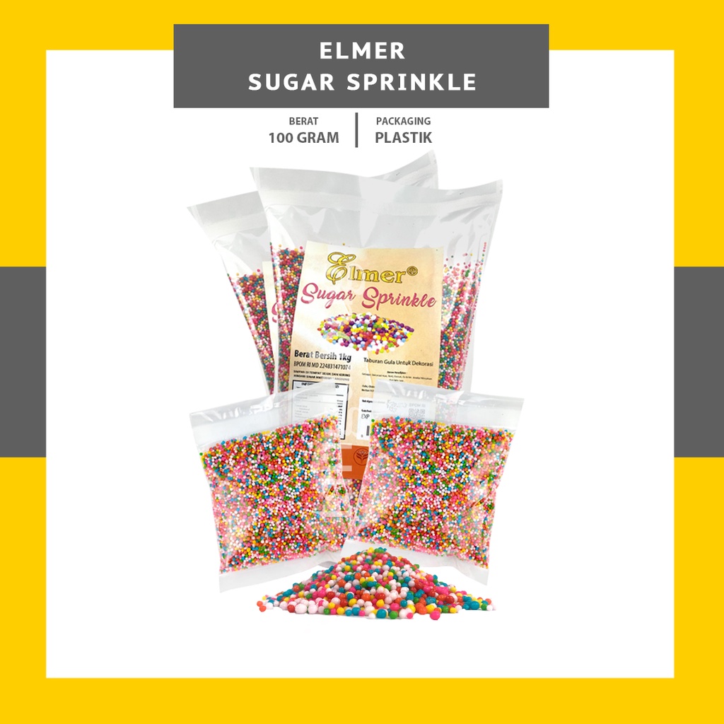 Jual 100GR ELMER SUGAR SPRINKLE - SPRINGKLE TRIMIT HIASAN KUE RAINBOW ...