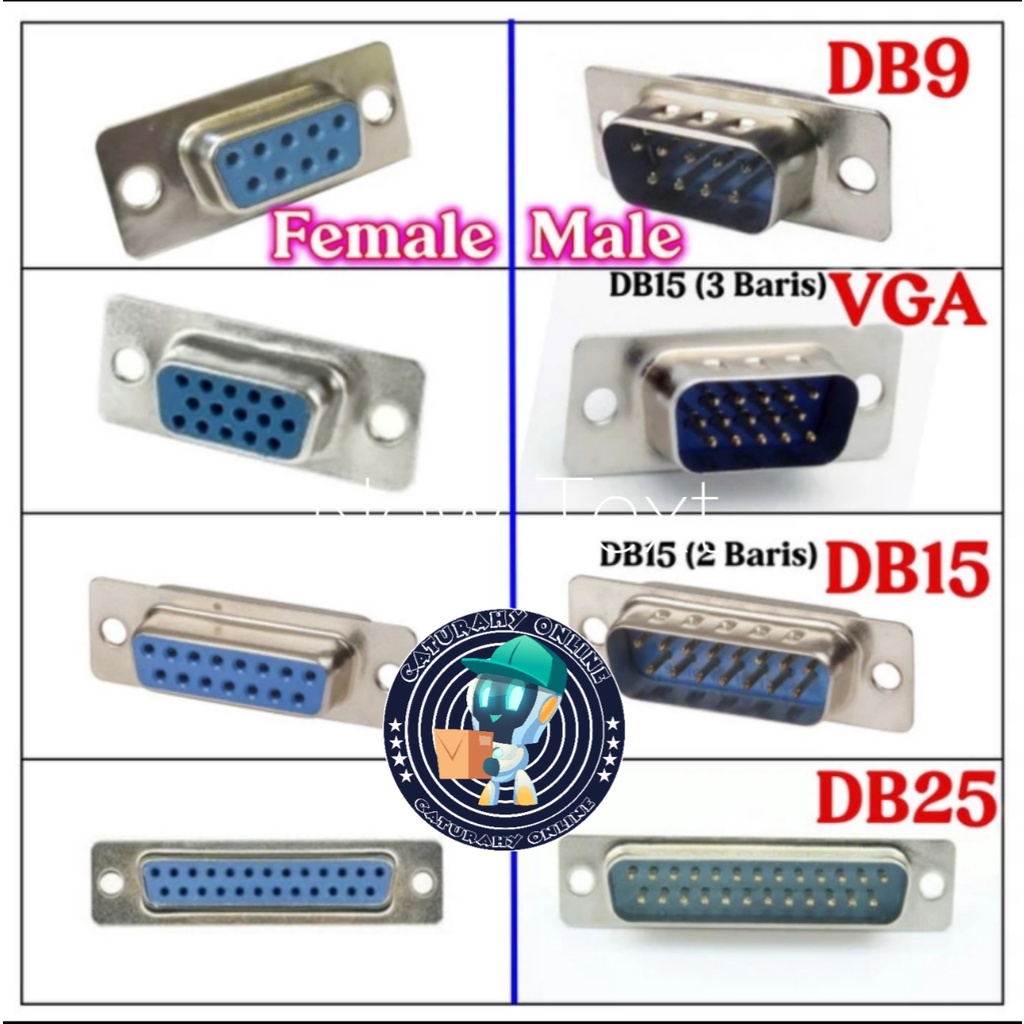 Jual Konektor DB male Female DB9 DB15 VGA Db25 DB 9 15 25 konektor | Shopee Indonesia