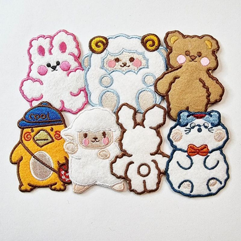 Jual patch cute animal cartoon series, bear, cat, rabbit, duck, sheep ...