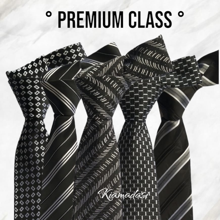 Jual Dasi Pria Premium Class Hitam Formal Motif Slim 3inch Free Box ...