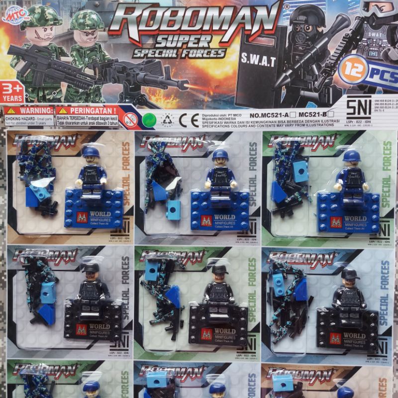 Jual roboman tentara SWAT biru army 1 pcs mainan brick | Shopee Indonesia