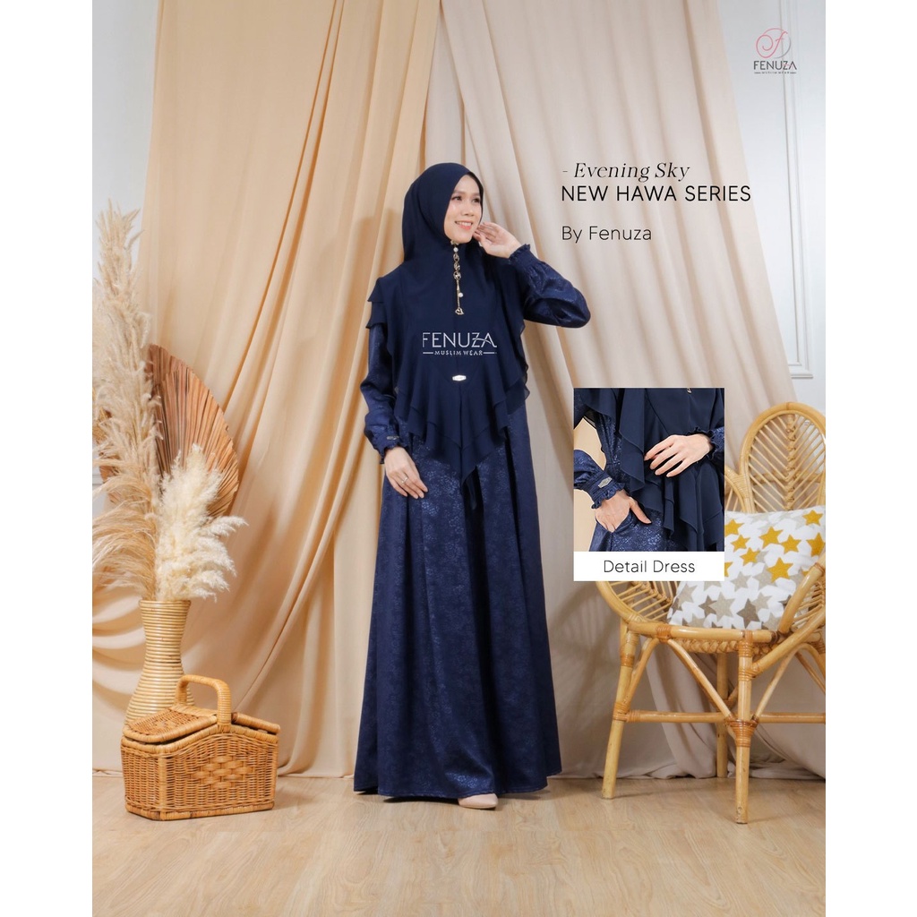 Jual FENUZA NEW HAWA DRESS SERIESWARNA EVENING SKY GAMIS SYARI MAXI BUSUI MATERIAL EMBOSSE LV ...