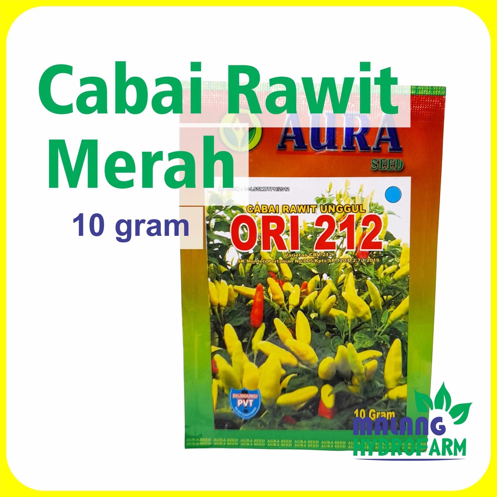 Jual Benih Cabai Rawit Merah Ori 212 10 gram Aura Seed dataran rendah biji bibit Mahameru cabe ...