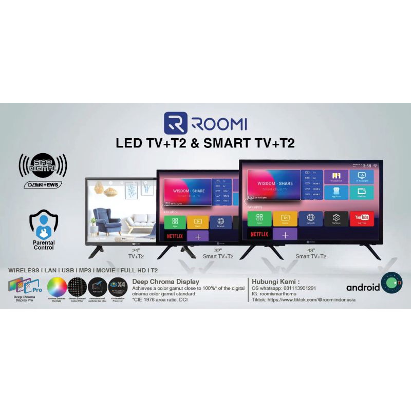 Jual Smart TV Digital Roomi 24 inch, 32 inch, 43 inch Android 11 ...