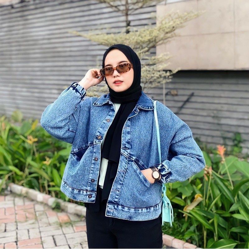 Jual VINTAGE BAGGY JACKET JEANS OVERSIZE WANITA DENIM JAKET CEWEK ...