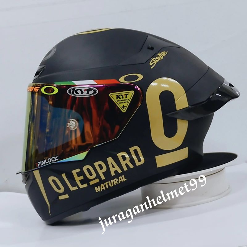 Jual Helm Full face KYT TT Course Black Doff Paket Ganteng Leopard ...