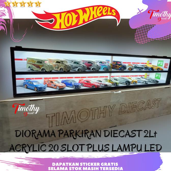 Jual Rak Box Diorama Acrylic Diecast Parkiran Hot Wheels 20 Slot 2Lt ...
