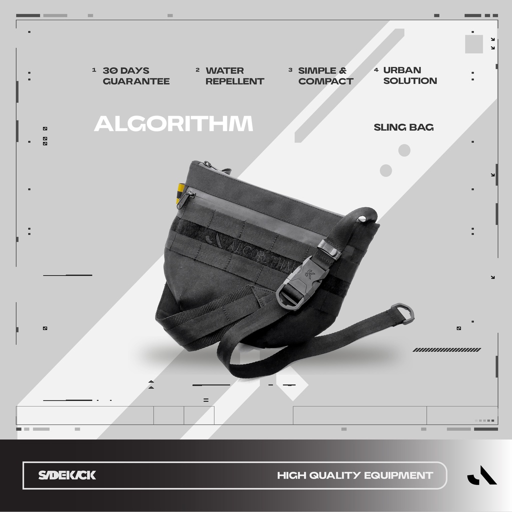 Jual Sidekick Project ALGORITHM Sling Bag Pria Warna Hitam Bahan ...