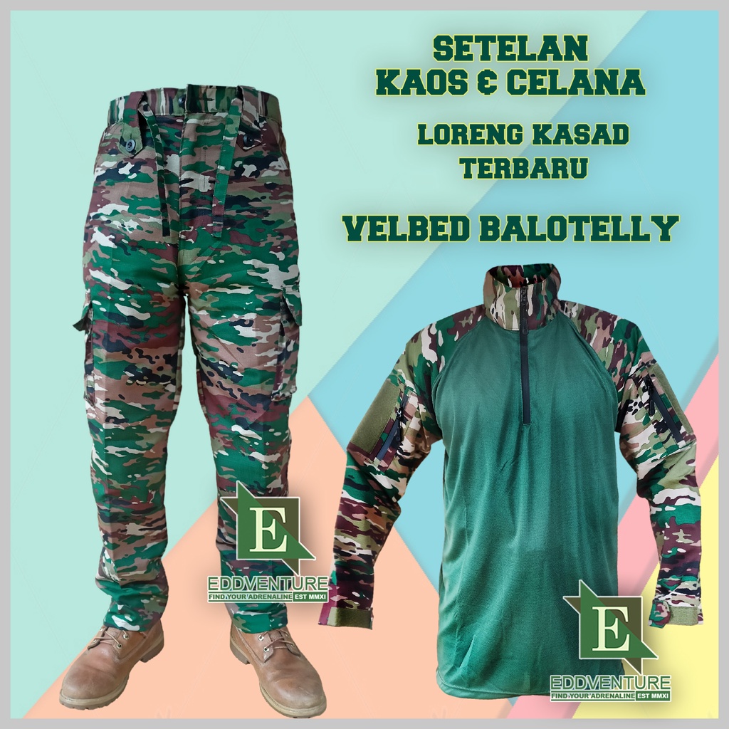 Jual Satu Set Setelan Pakaian Seragam Celana Pdl Kargo Baju Kaos Bdu Velcro Dry Fit Velbed ...