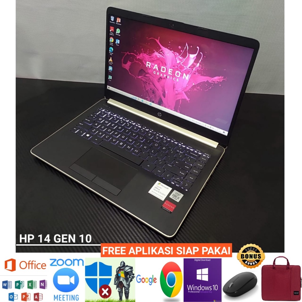 Jual Laptop HP 14 intel core i5 gen 10 ram 8gb SSD 256gb VGA RADEON UHD ...
