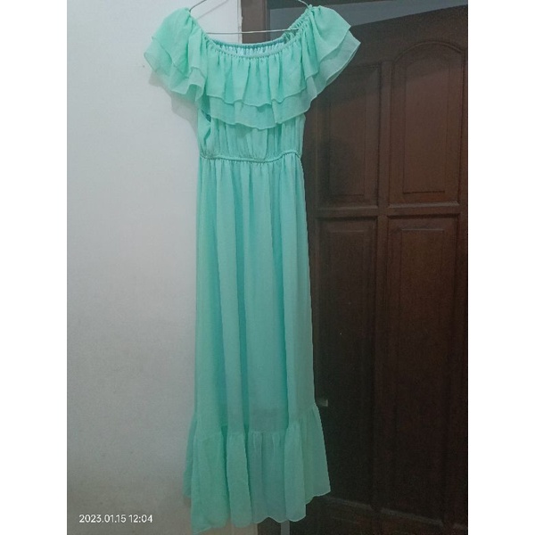 Jual Long Dress tosca( Preloved ) | Shopee Indonesia
