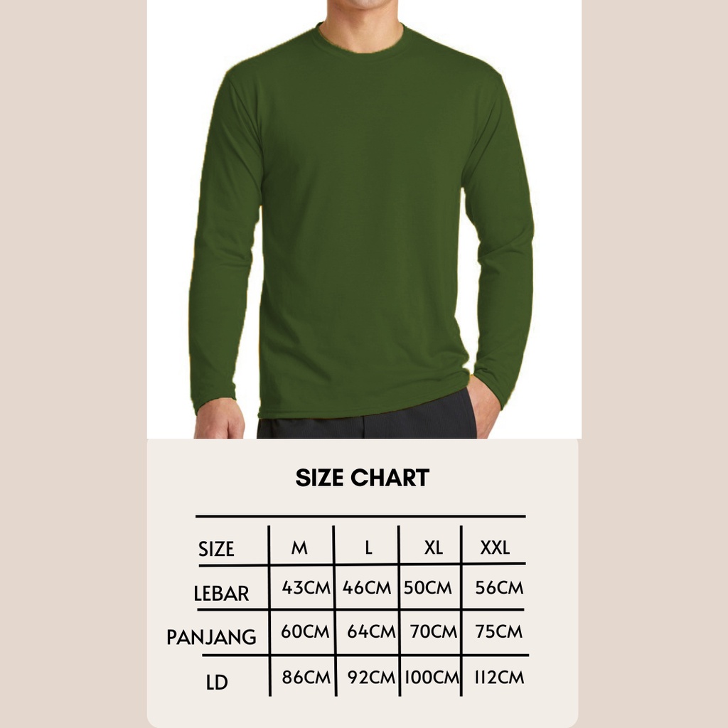 Jual kaos polos lengan panjang untuk wanita/pria warna army, kualitas ...
