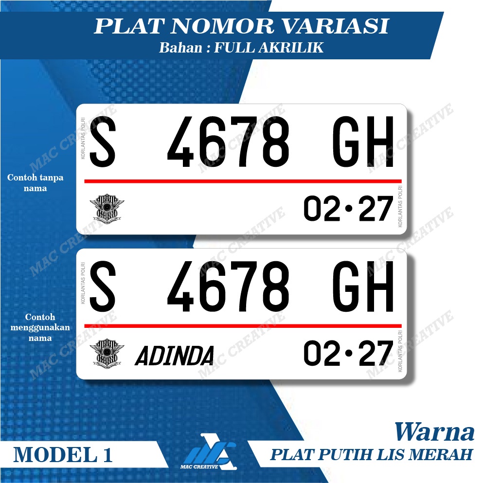 Jual PLAT MOTOR AKRILIK 3D TIMBUL , PLAT MOTOR VARIASI AKRILIK DOBEL ...