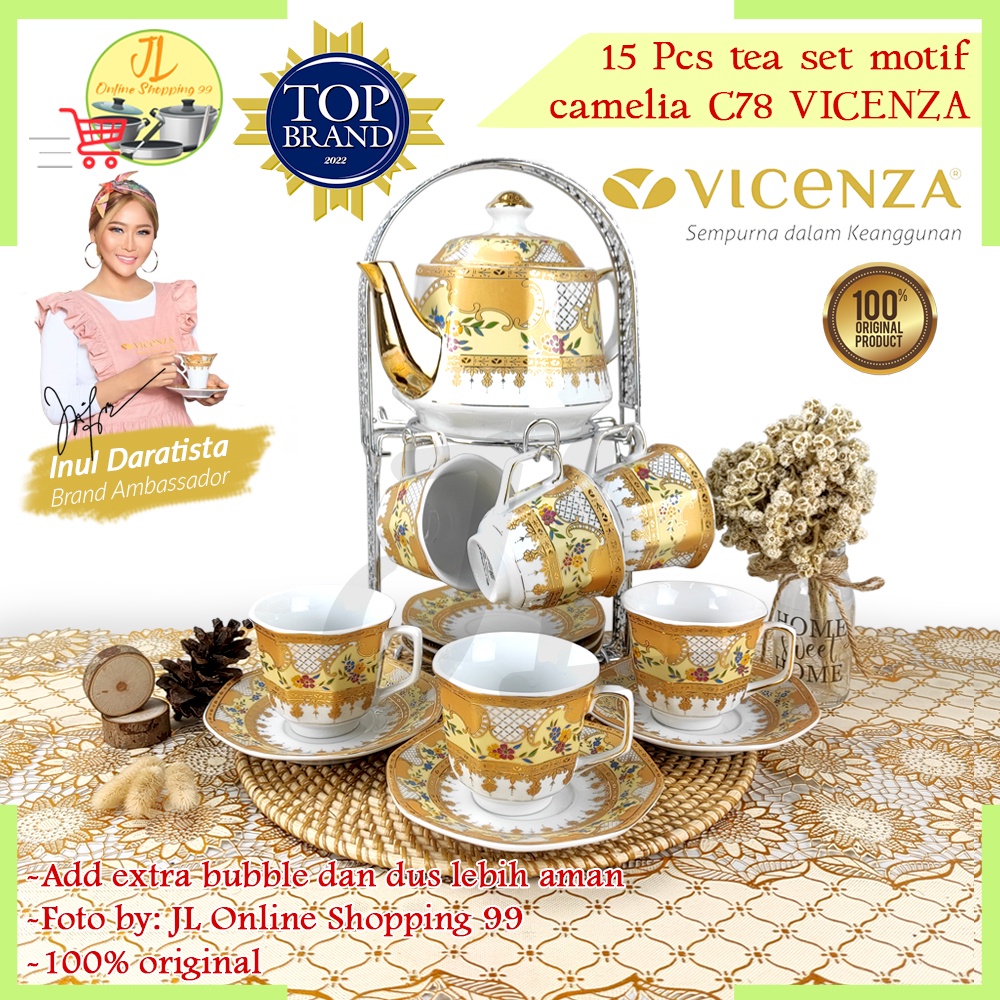 Jual VICENZA Tea set porcelain motif CR-90 Gemini / cangkit set + teko ...