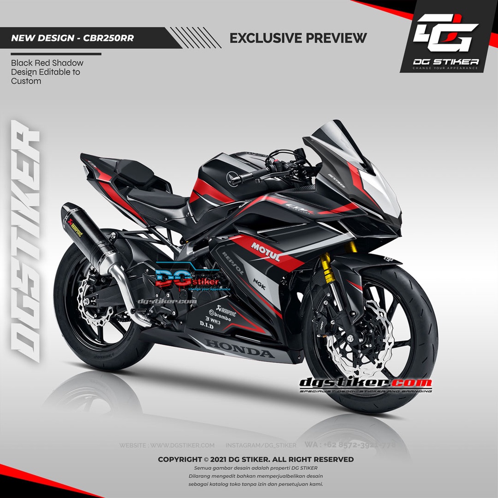 Jual Decal Stiker Full Body CBR250RR Hitam Merah Shadow | Shopee Indonesia
