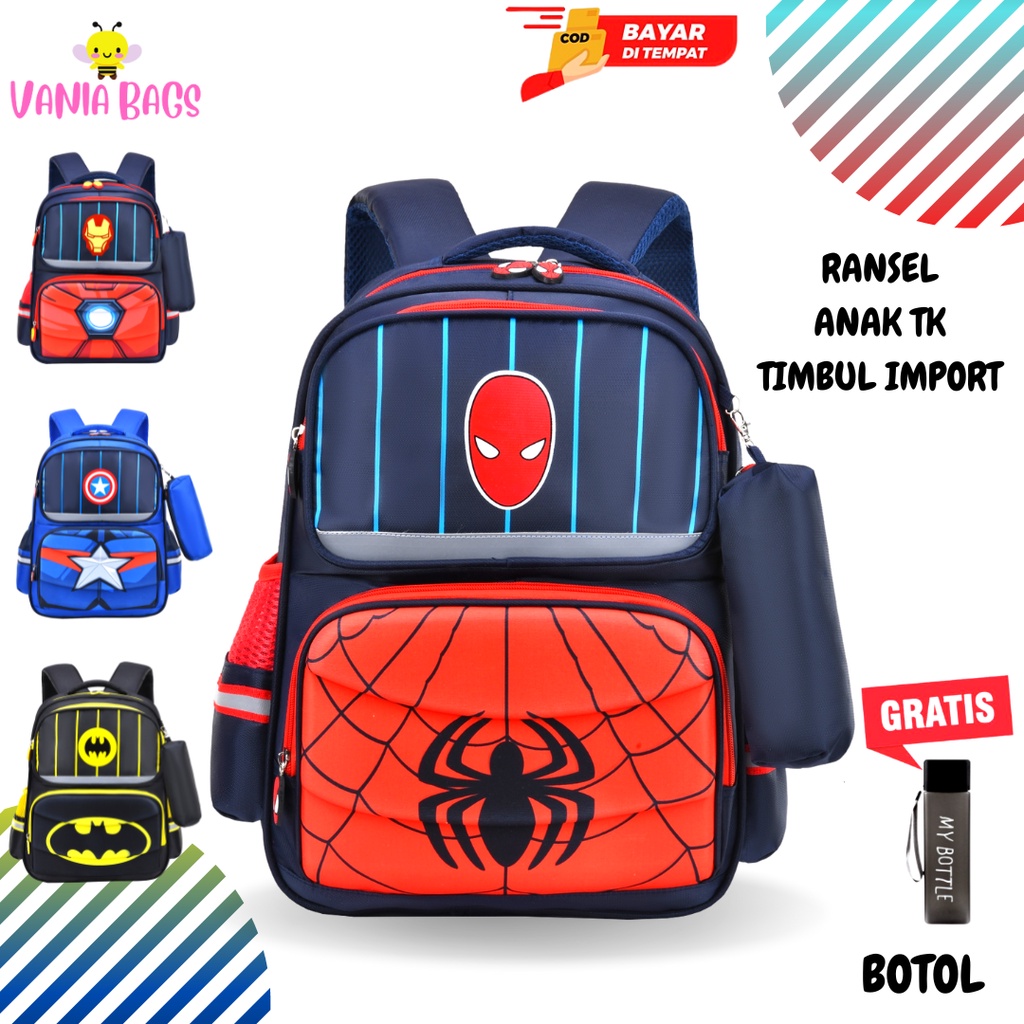 Jual VB Tas Anak Laki-Laki Ransel Sekolah PAUD & TK Karakter Avenger Import Tas Sekolah Cowok ...