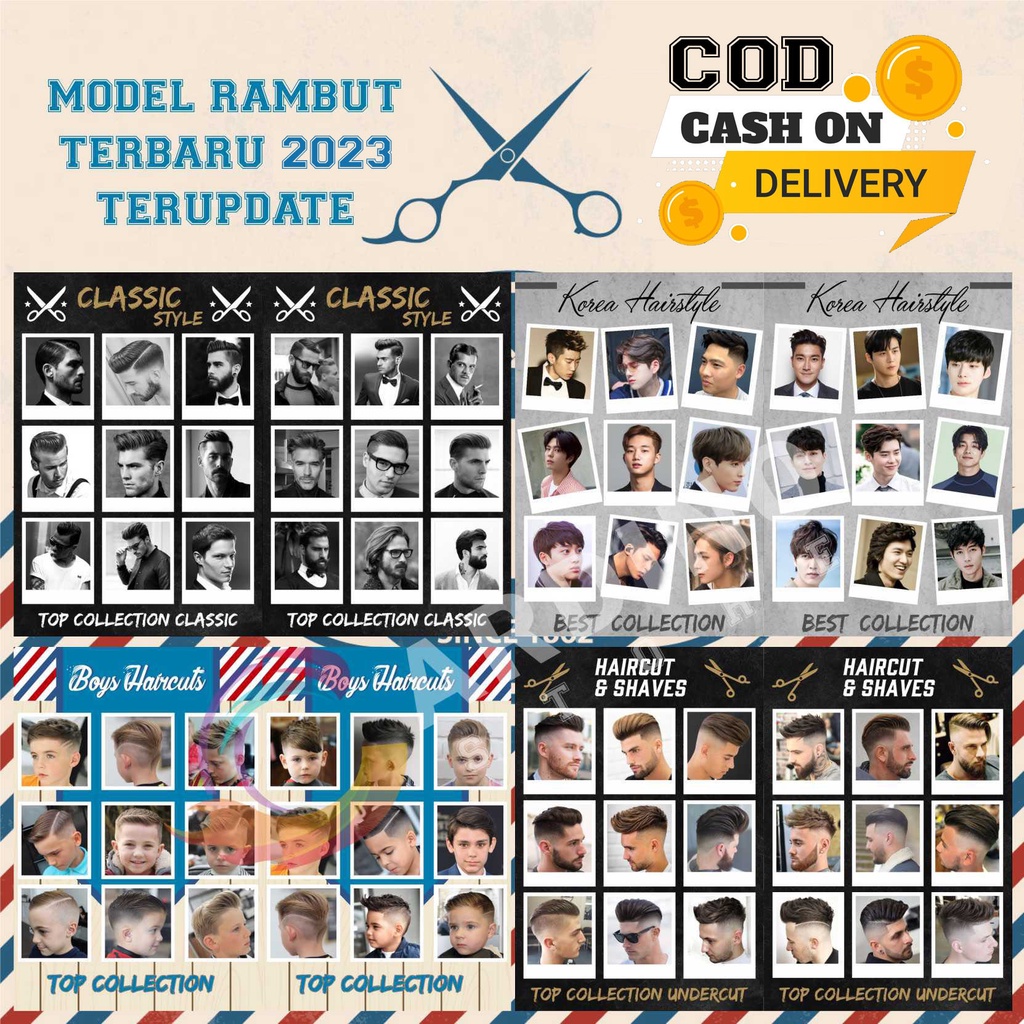 Jual PAKET 16pcs POSTER BARBERSHOP POTONG RAMBUT | Shopee Indonesia