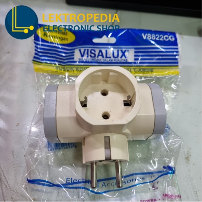 Jual Colokan Listrik 3 Lubang Visalux Sambungan T Steker Arde Stop Kontak SNI | Shopee Indonesia