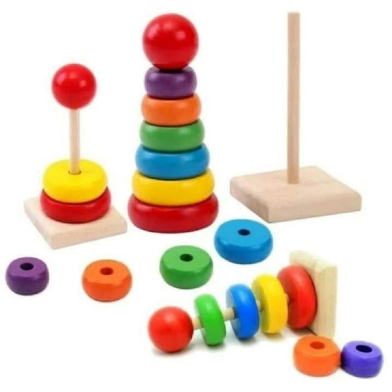 Jual MAINAN MENARA TOWER RAINBOW DONAT SUSUN MENGENAL WARNA | Shopee ...
