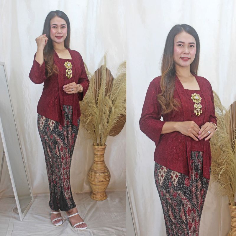 Jual Setelan Kebaya Size Jumbo Size Besar Kutu Baru Modern Brokat Bonus Furing Katun Muurah ...