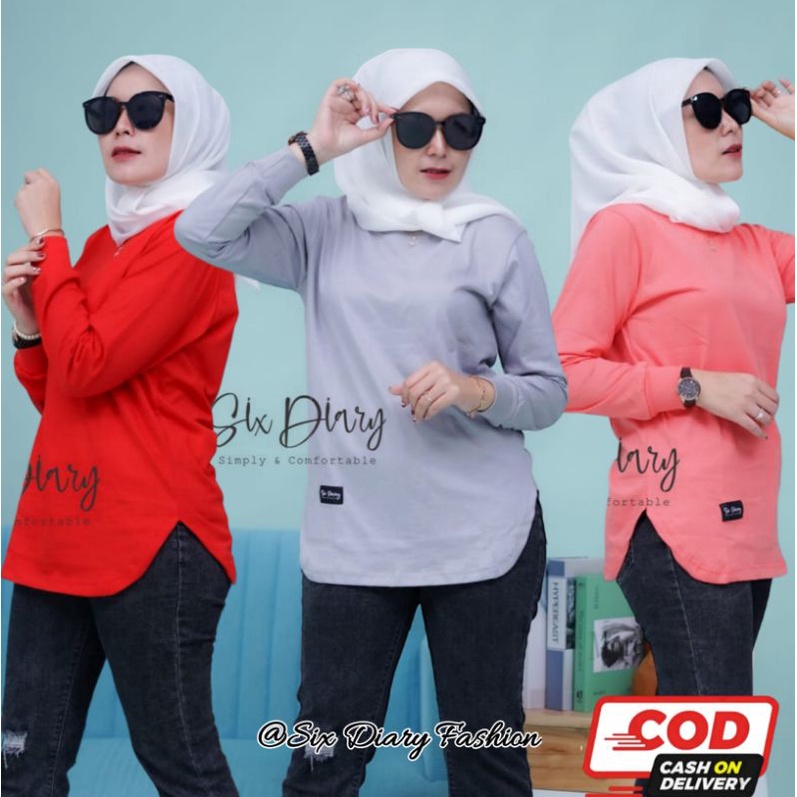 Jual ATASAN WANITA TERBARU | MODEL BAWAH OVAL | KAOS LENGAN PANJANG ...