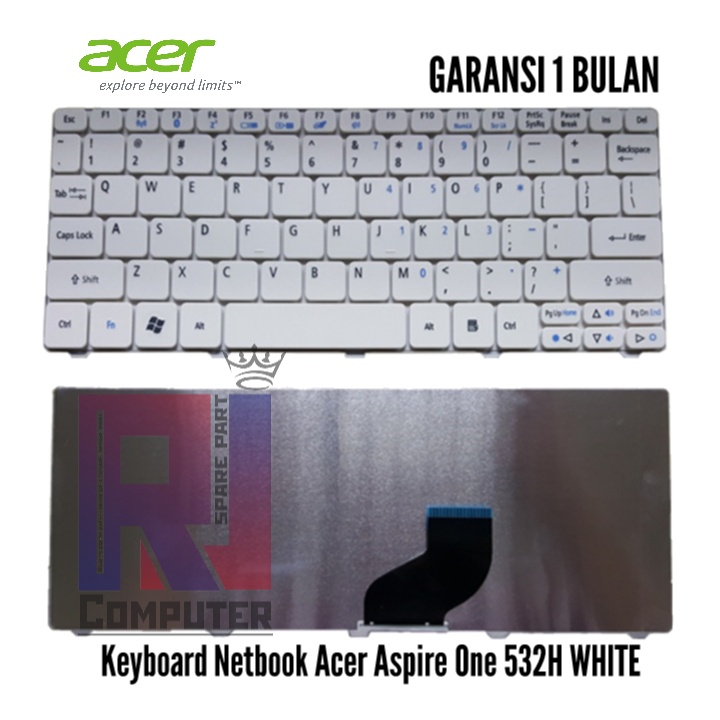Jual KEYBOARD ACER ASPIRE ONE 532H WHITE | Shopee Indonesia