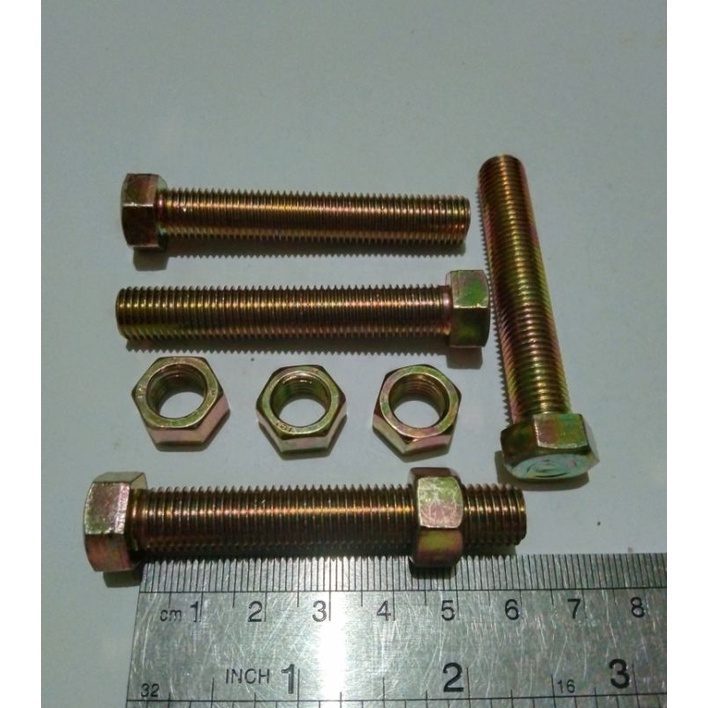 Jual BAUT MUR KUNING HEX BMK M10 X 60 MM ( KUNCI 14 ) | Shopee Indonesia