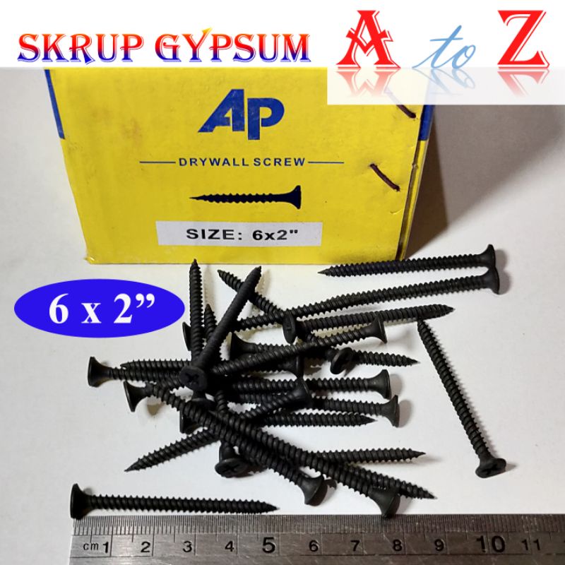Jual sekrup gypsum 6 x 2 in/skrup gipsum 6x2/baut gypsum 6 x 2 inch (kotak) | Shopee Indonesia