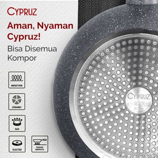 Jual Cypruz Wajan Kuali Anti Lengket Grey Marble Wok Pan Dengan Tutup 24cm | Shopee Indonesia