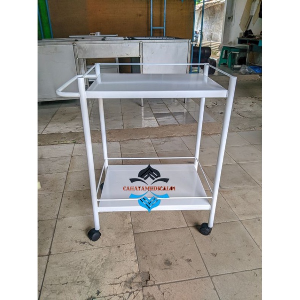 Jual Trolly instrumen 2 rak besi / Trolly instrumen besi / Trolly ...