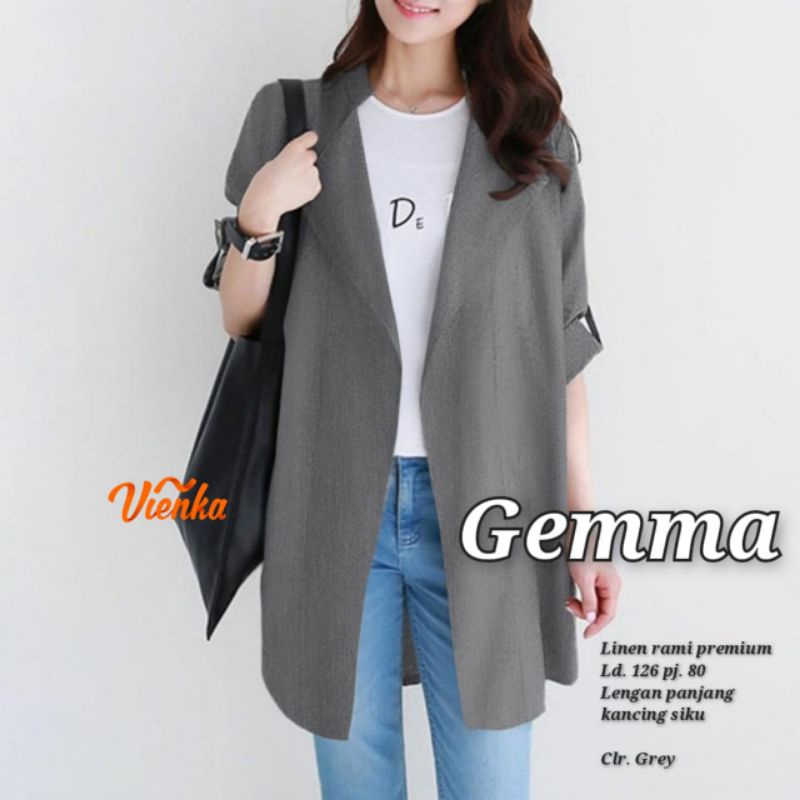 Jual GEMMA Blazer Outer Linen Premium LD 126 Jumbo XXXL | Shopee Indonesia