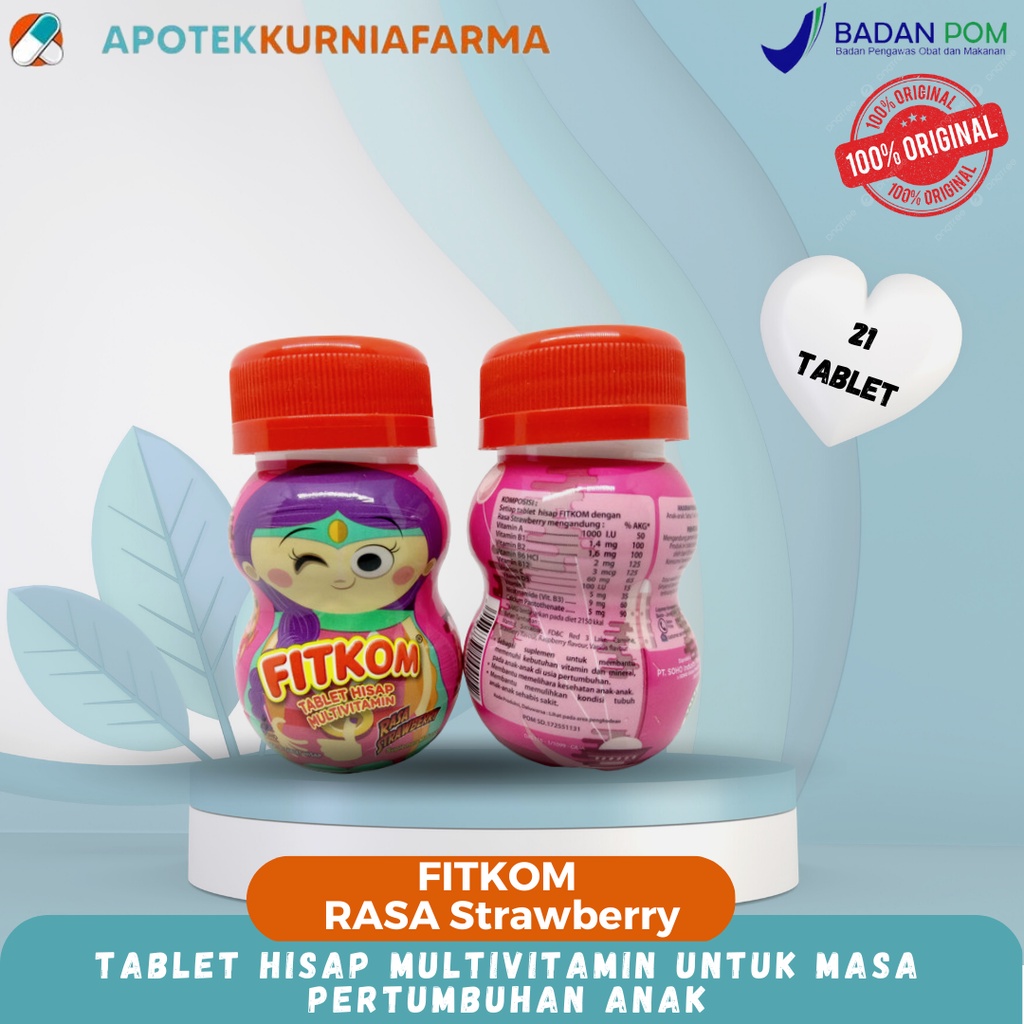 Jual FITKOM Tablet Hisap Multivitamin Rasa Strawberry 21 Tablet ...